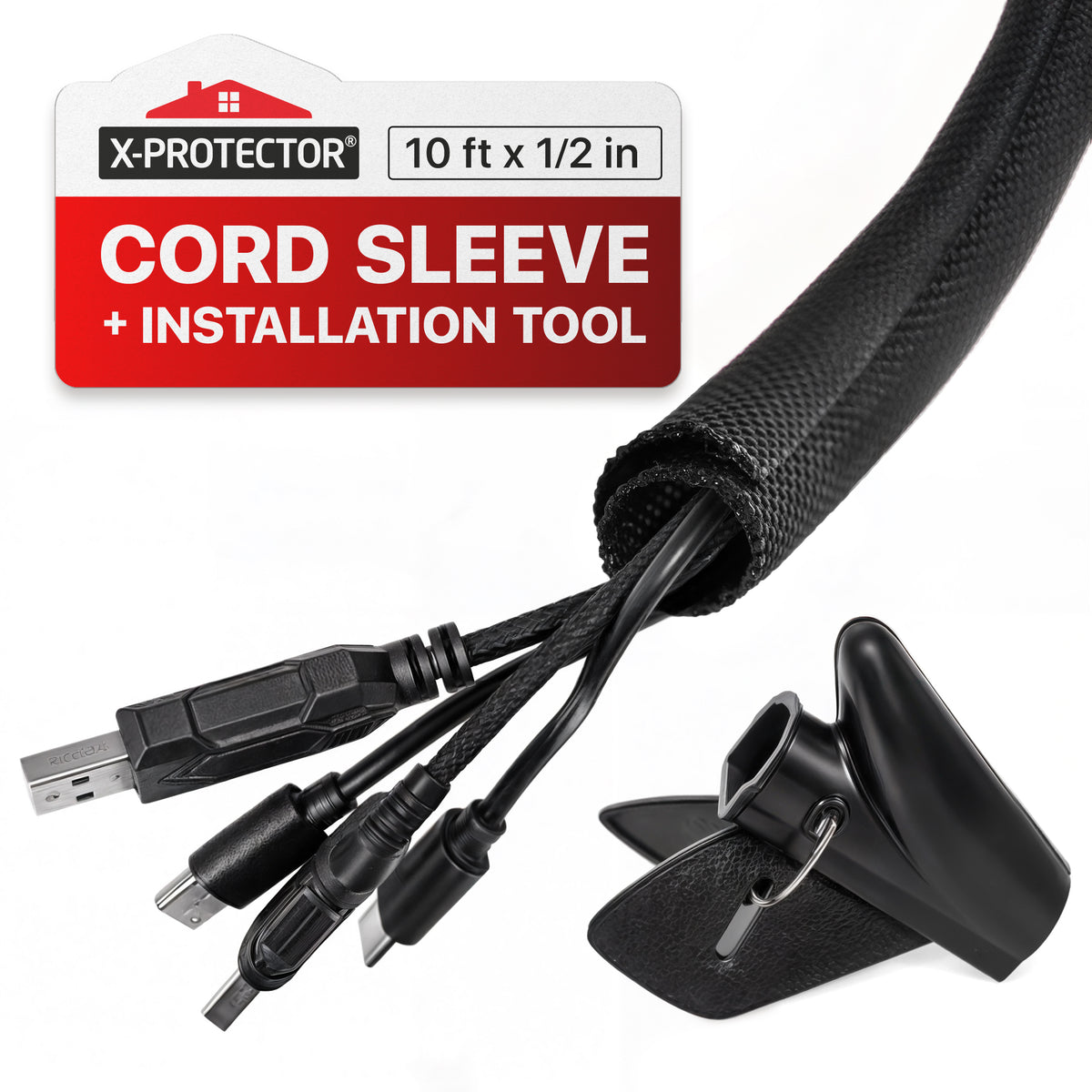 10ft x 1/2" Ideal Fabric Cable Management by X-Protector