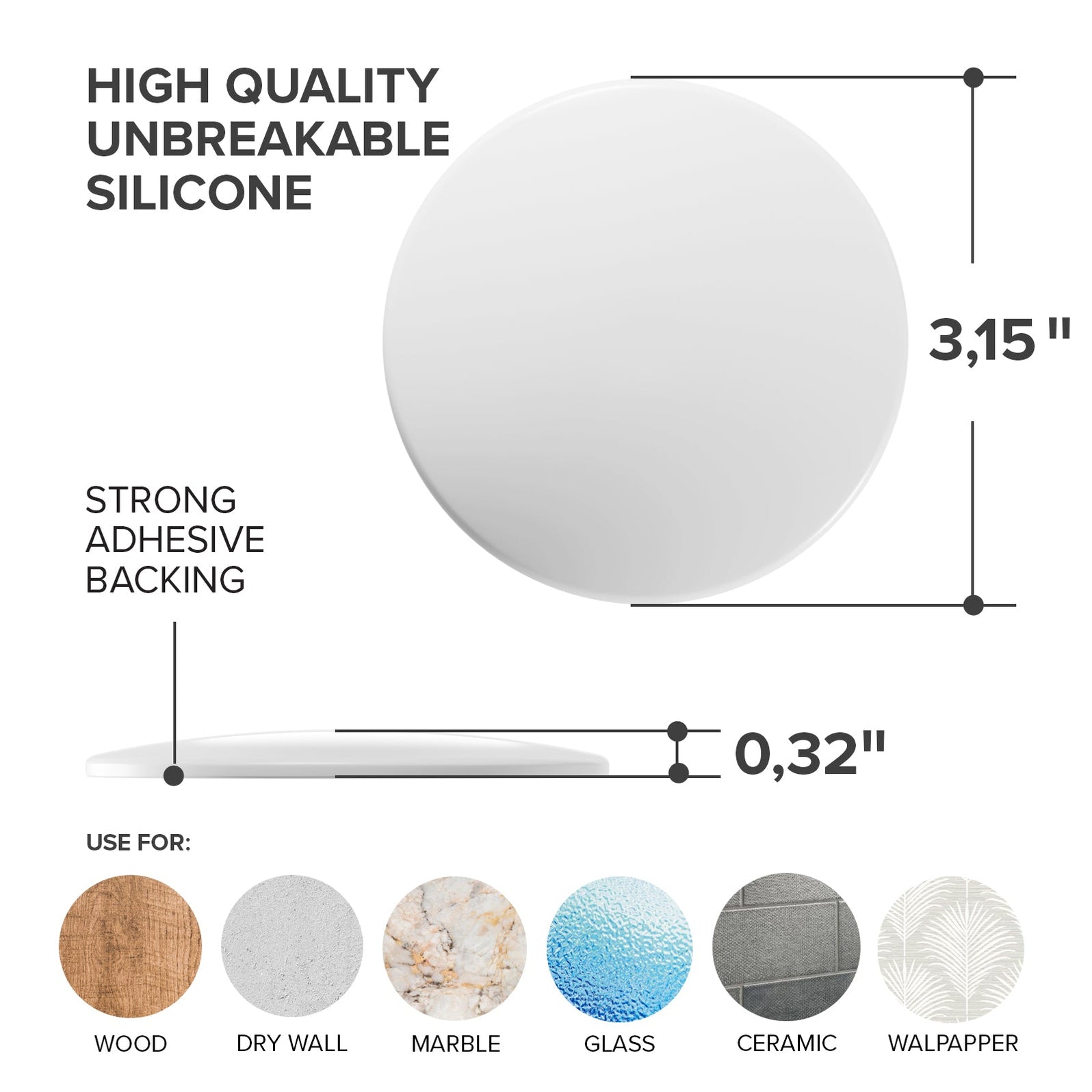 4 PCS Self-Stick Door Stoppers 3.15" for Wall by X-Protector